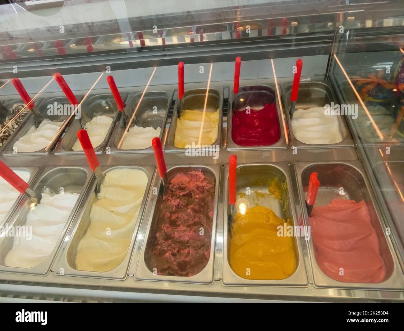 Miami, USA - April 29, 2022: varieties of italian ice creame at dining ...
