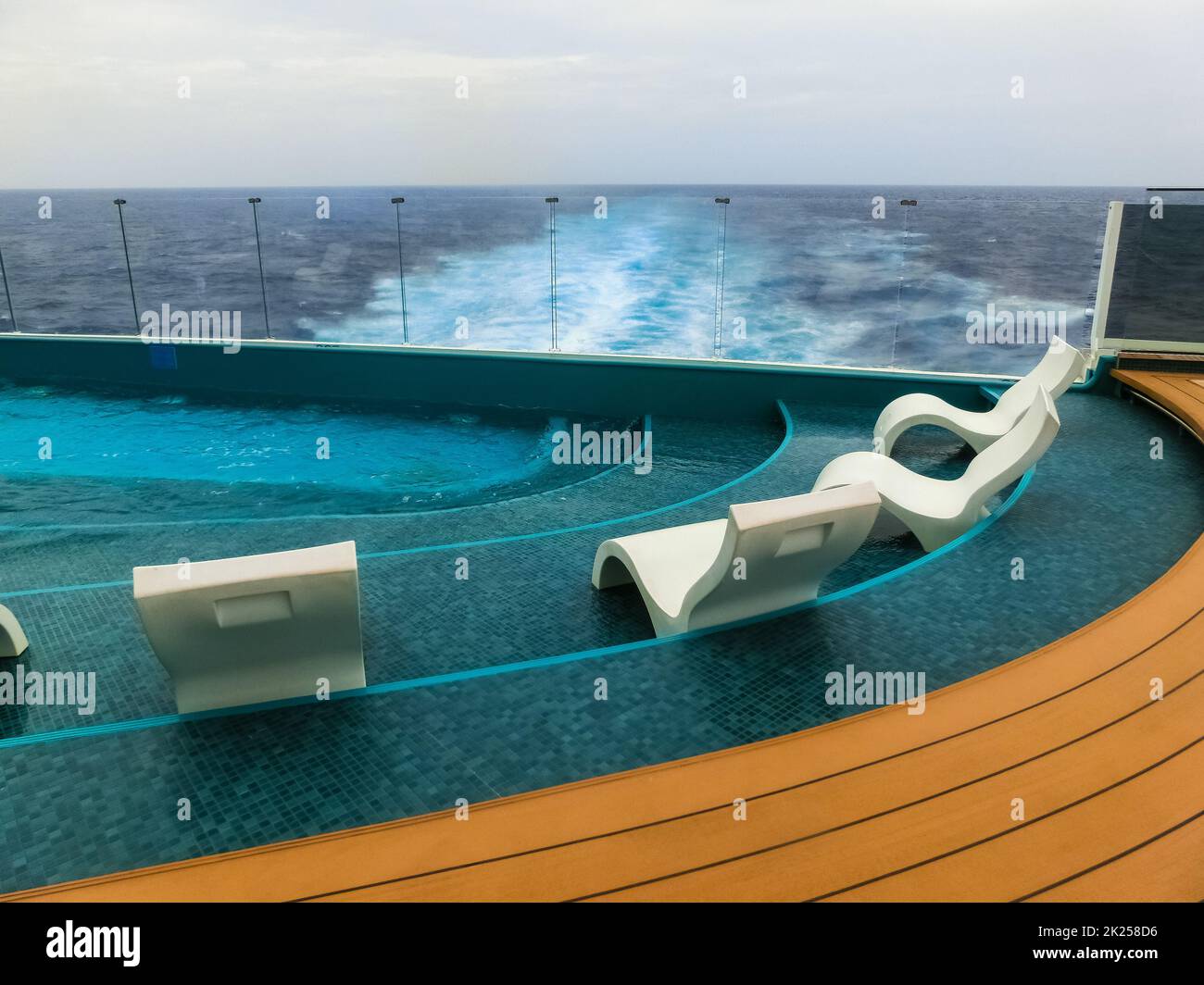 Miami, USA - May 4, 2022: The quiet adult swimming pool area at new ...