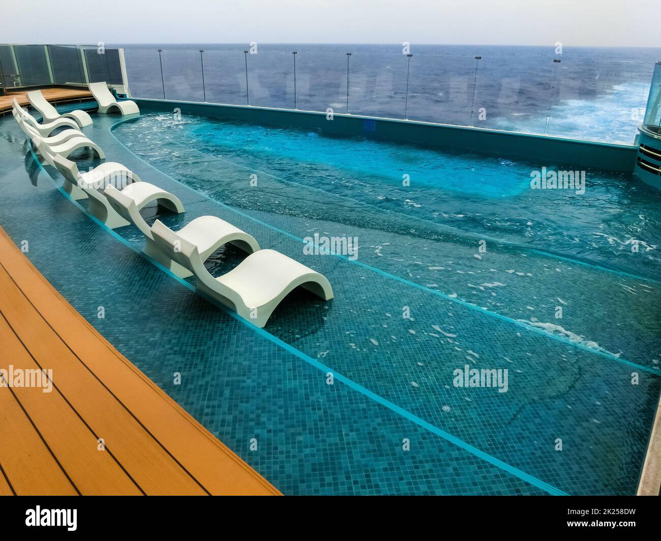 Miami, USA - May 4, 2022: The quiet adult swimming pool area at new ...