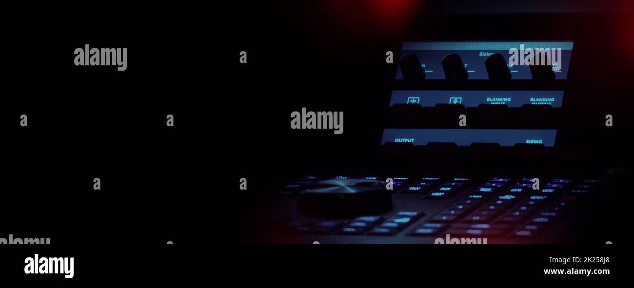 Edit video production control panel in studio. Editor editing and grade ...