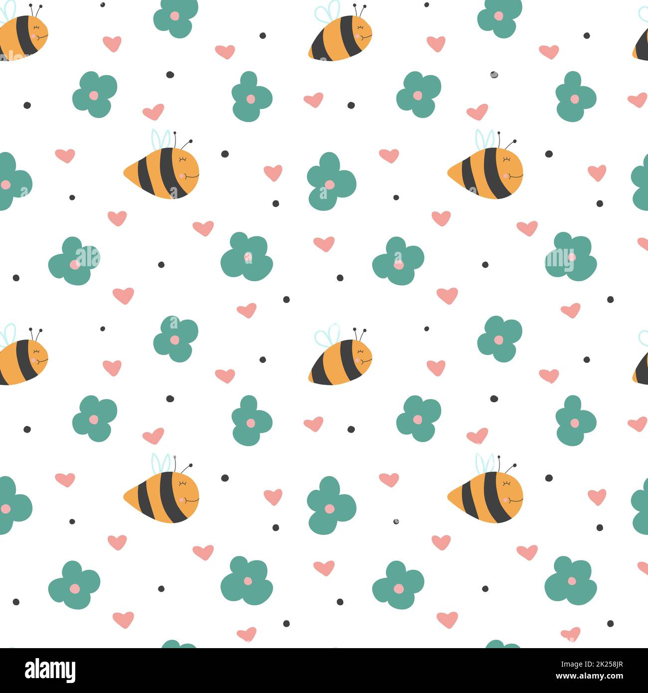 Cute cartoon bees seamless pattern Stock Vector Image & Art - Alamy