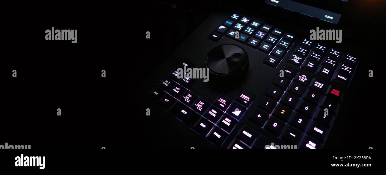 Edit video production control panel in studio. Editor editing and grade ...