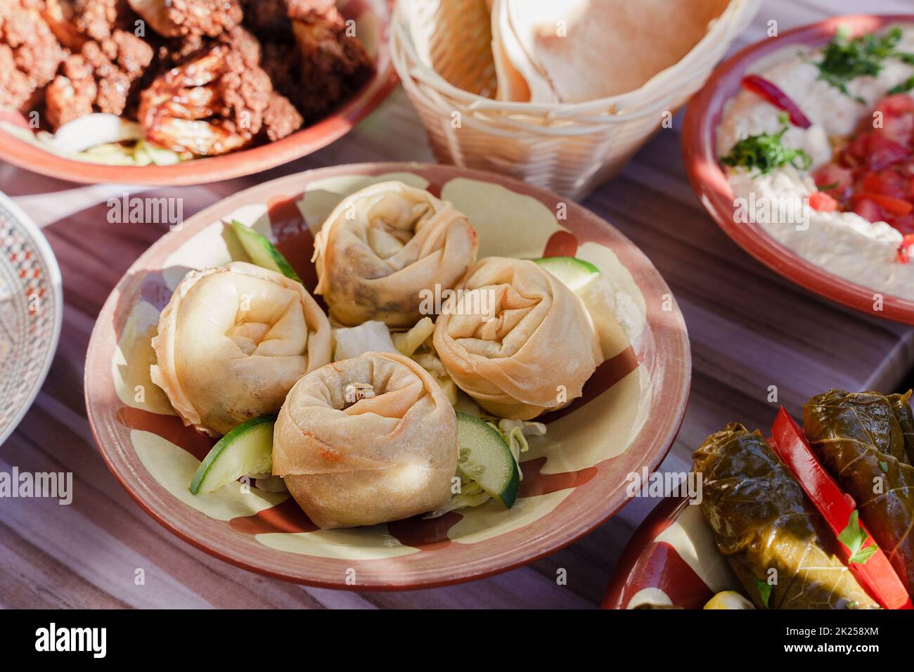 Traditional dish of Middle Eastern cuisine. An appetizer of filo dough ...