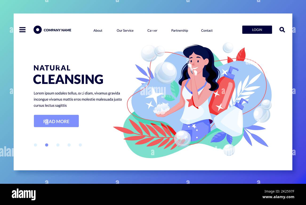 Young woman washes face with cleansing gel. Beauty, skin care, morning ...