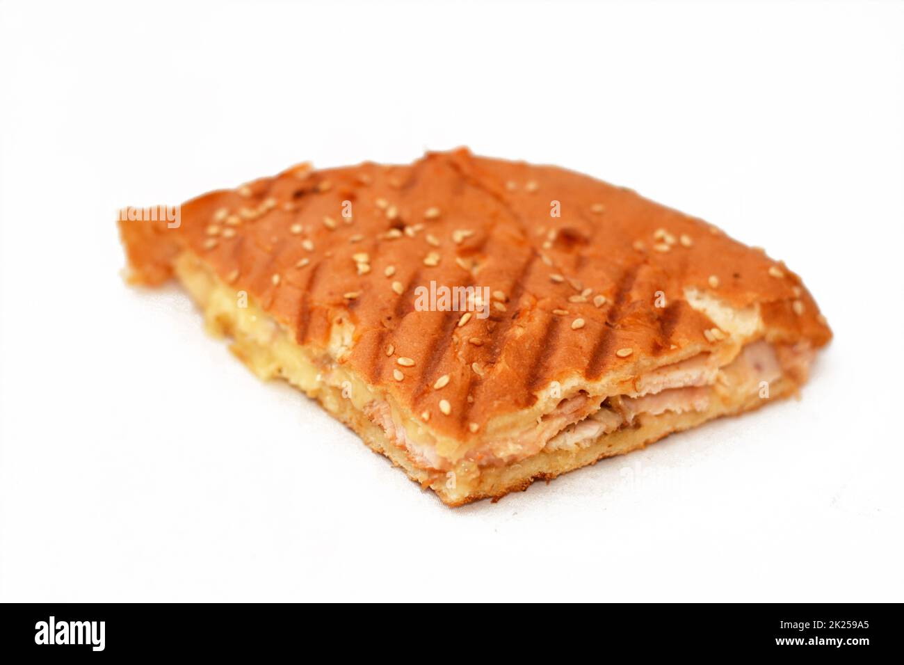 Chicken Shawarma with Mozzarella cheese pie in a bread with sesame ...