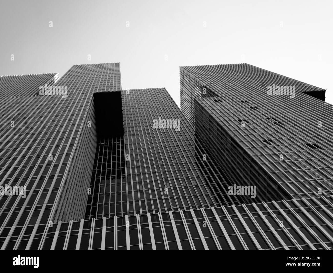 Modern office buildings and commercial buildings Black and White Stock ...