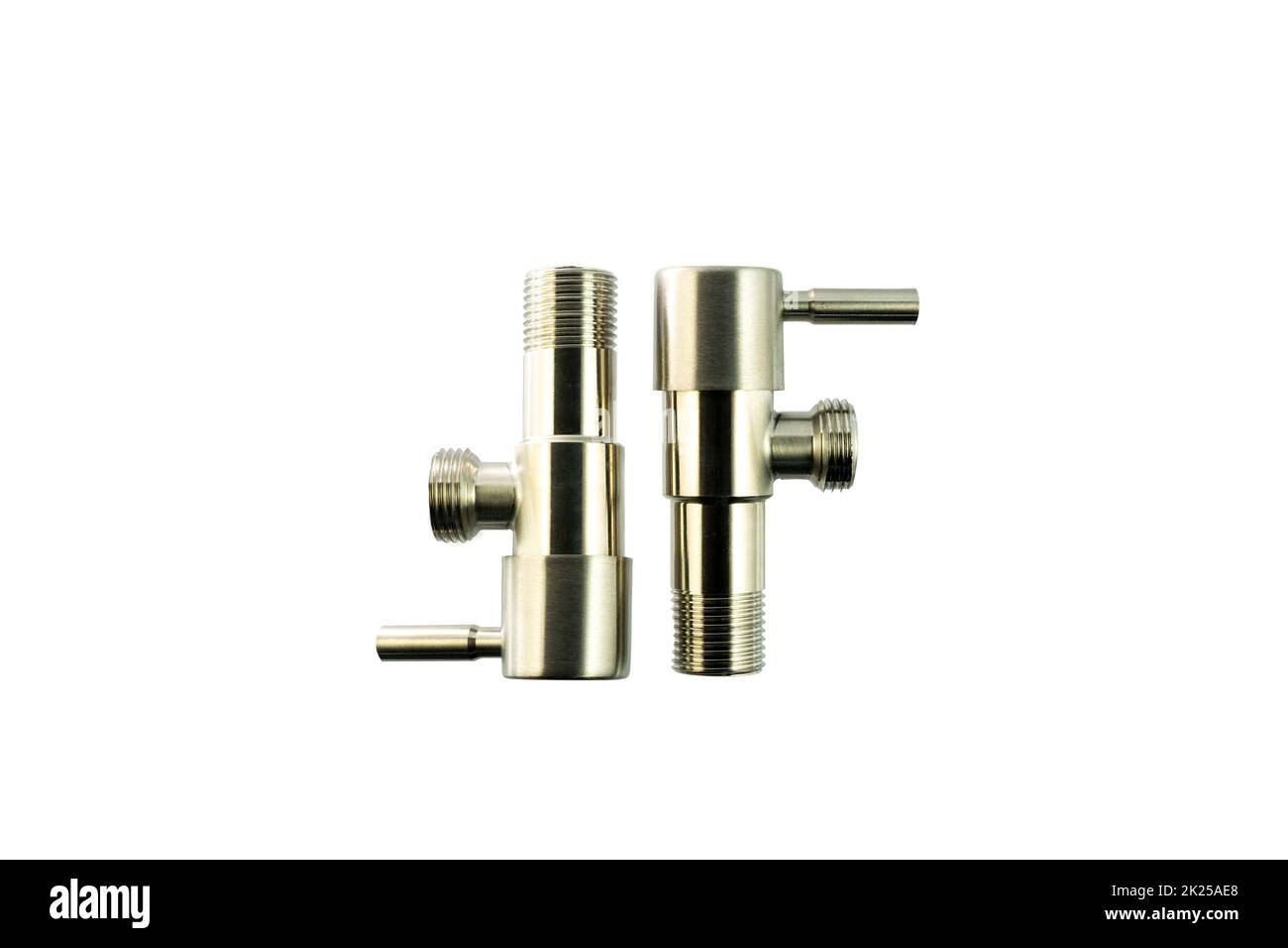 Stainless steel tap shiny view isolated on white background Stock Photo ...