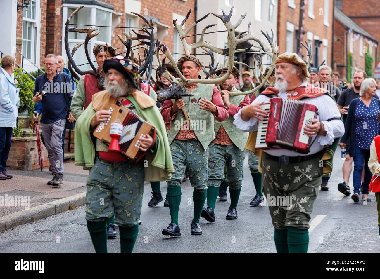 The Annual Abbotts Bromley Horn Dance. Pictured, the deer-men dancing ...