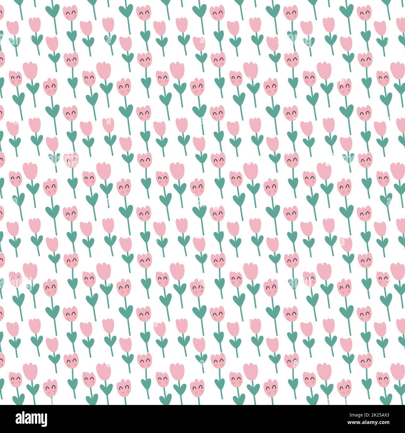 Cute smiling tulip flowers seamless pattern Stock Vector Image & Art ...