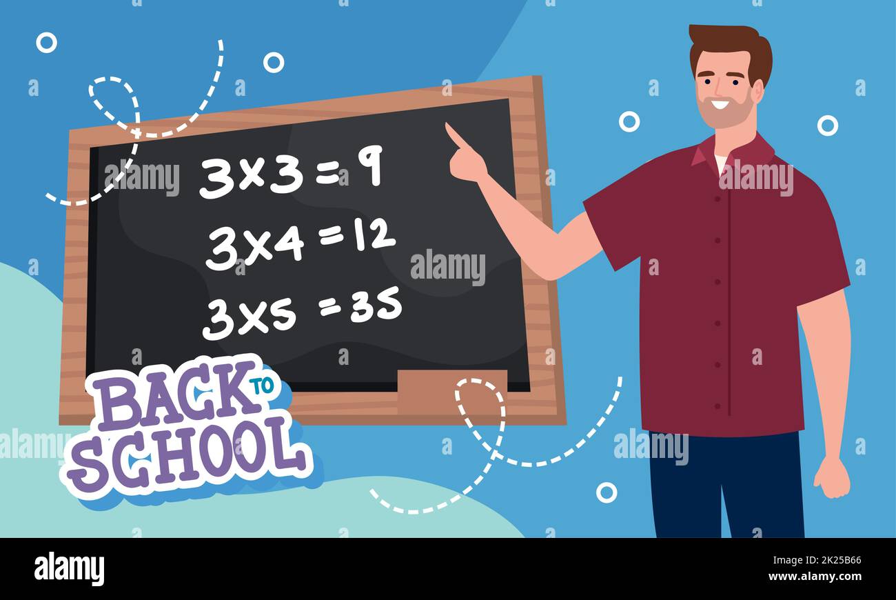 back to school lettering with math teacher Stock Vector Image & Art - Alamy
