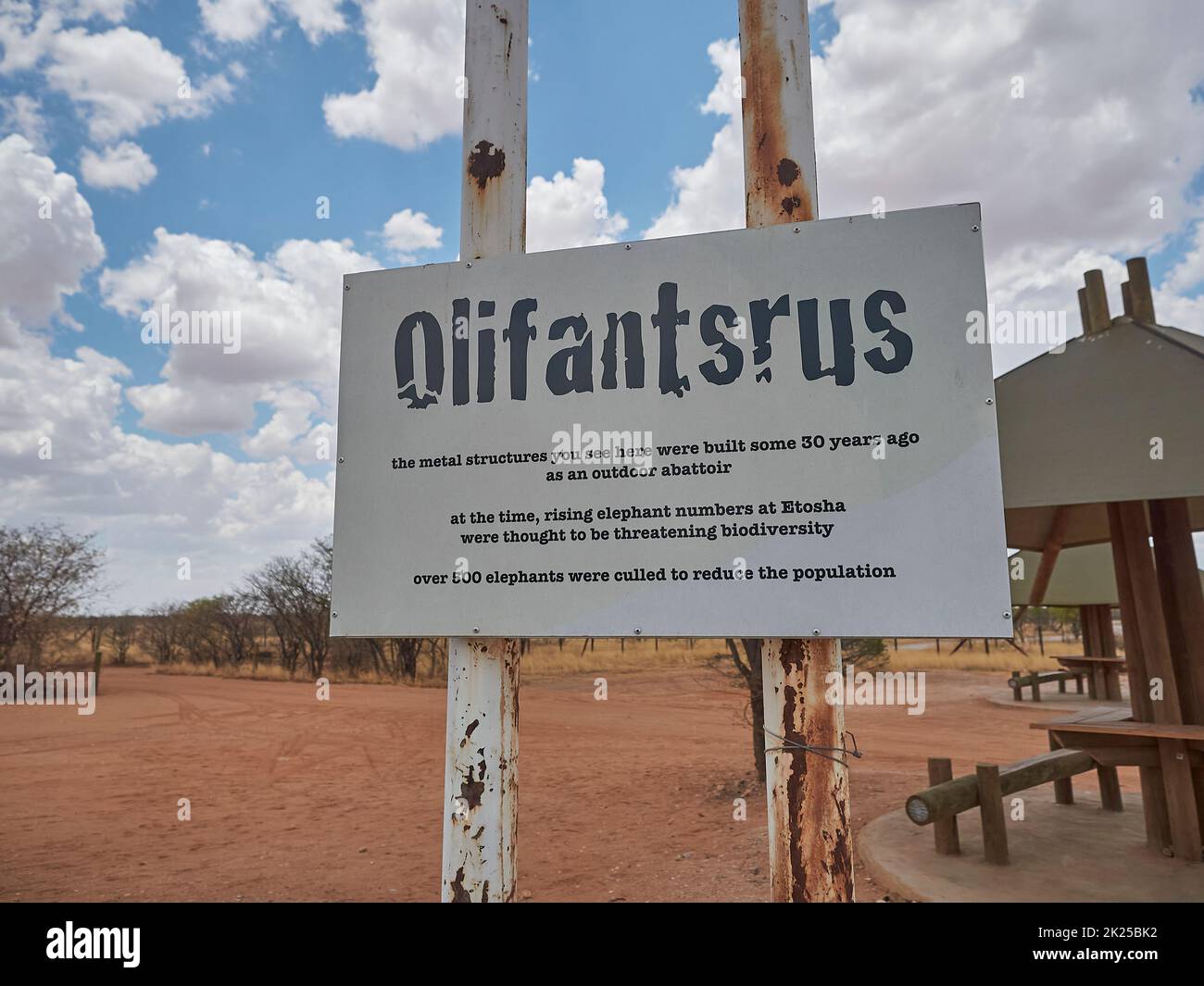 Olifantsrus Etosha, Namibia - 11 09 2016: structure used for culling ...