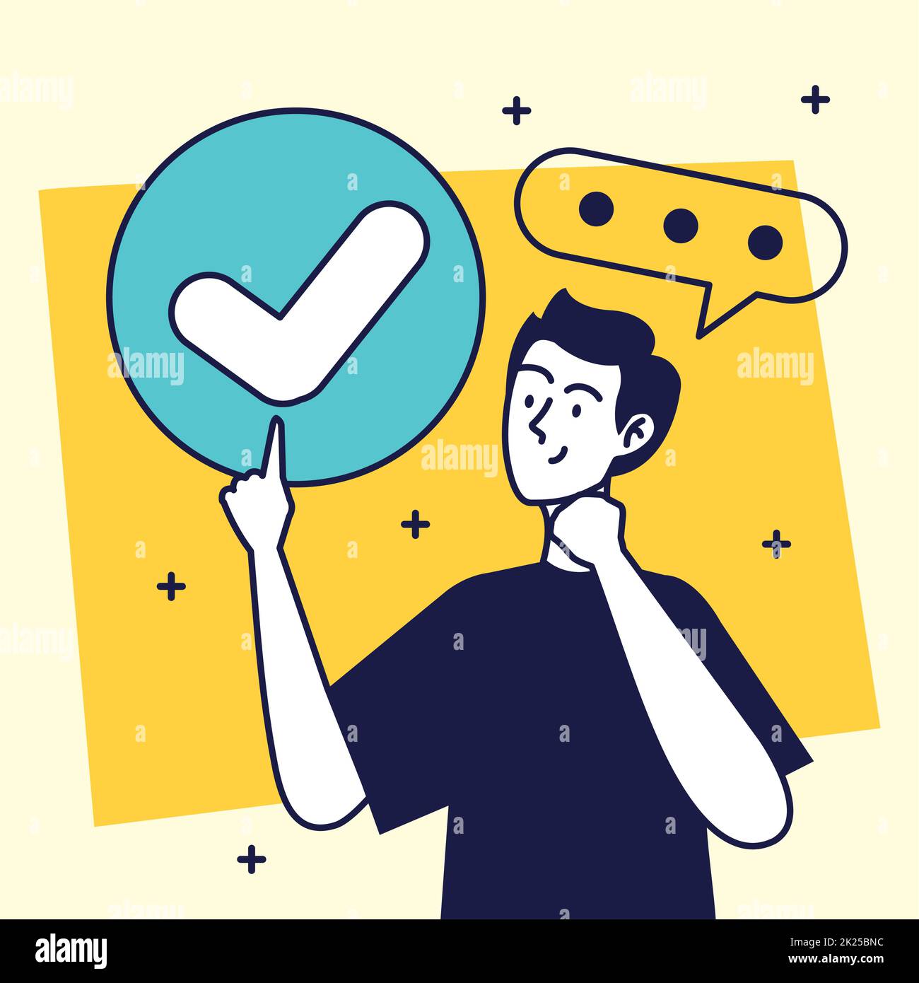young man with check symbol Stock Vector Image & Art - Alamy