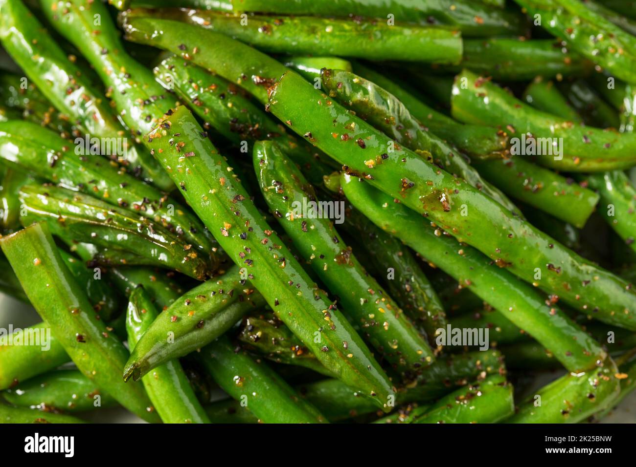 Homemade Sauteed Green Beans with Salt and Pepper Stock Photo - Alamy