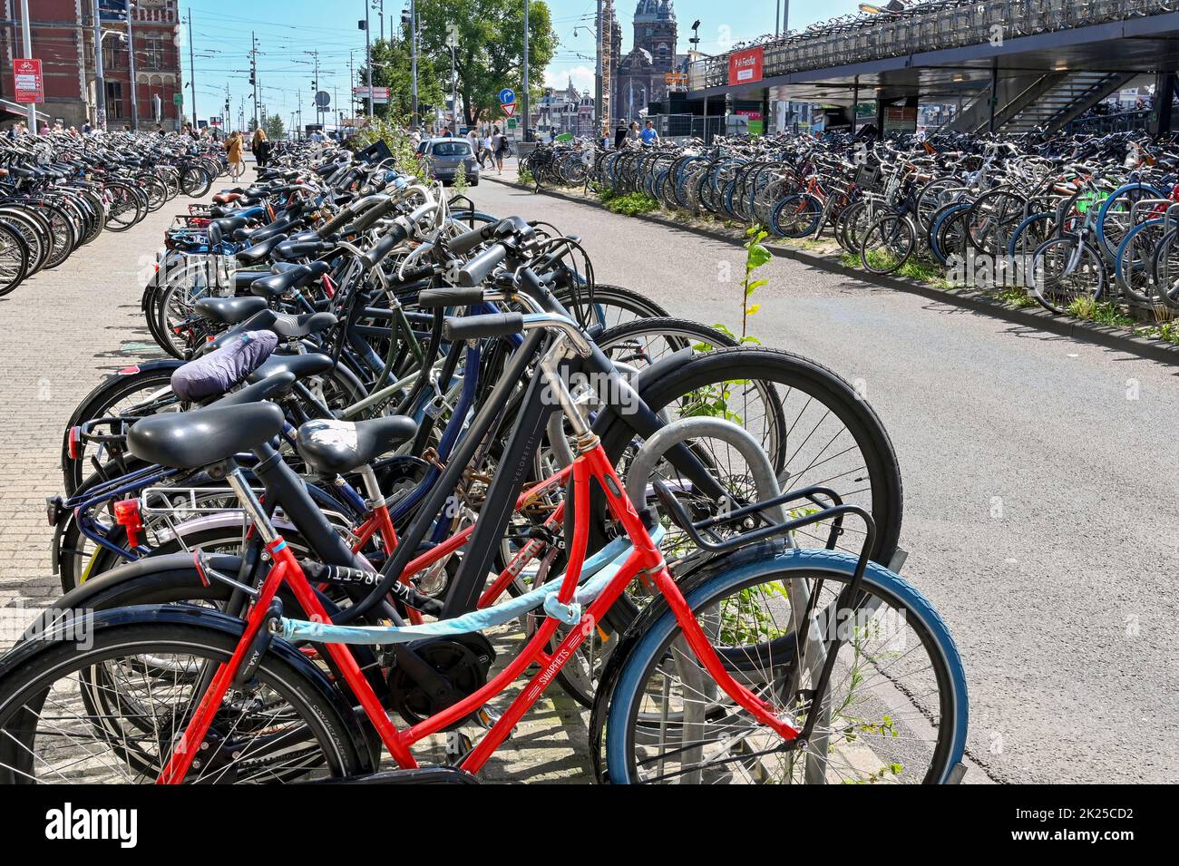 Amsterdam, Netherlands - August 2022: Row of bicycles in bicycle racks ...