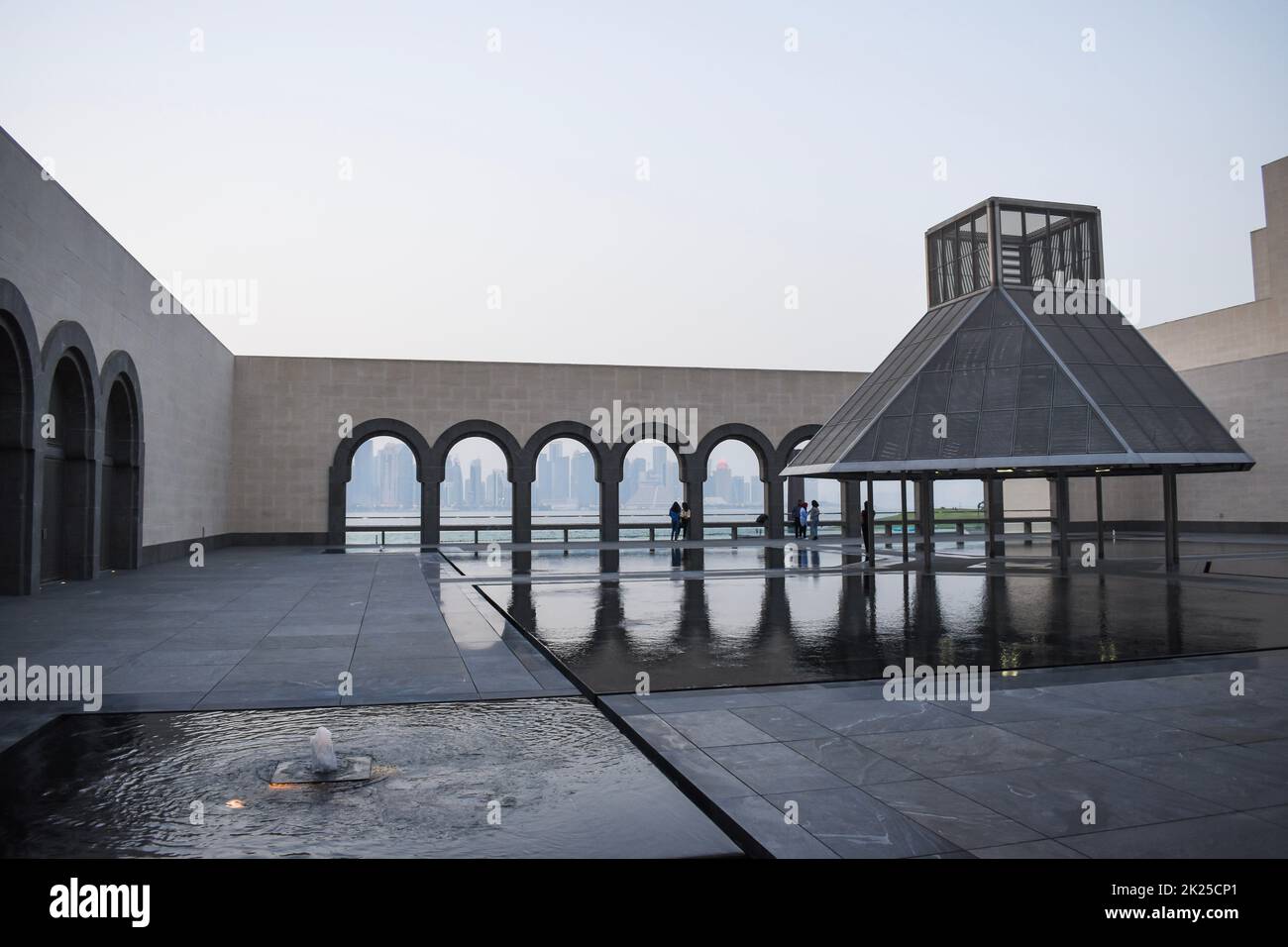 The central courtyard of the Museum of Islamic Art in Doha, Qatar. A ...