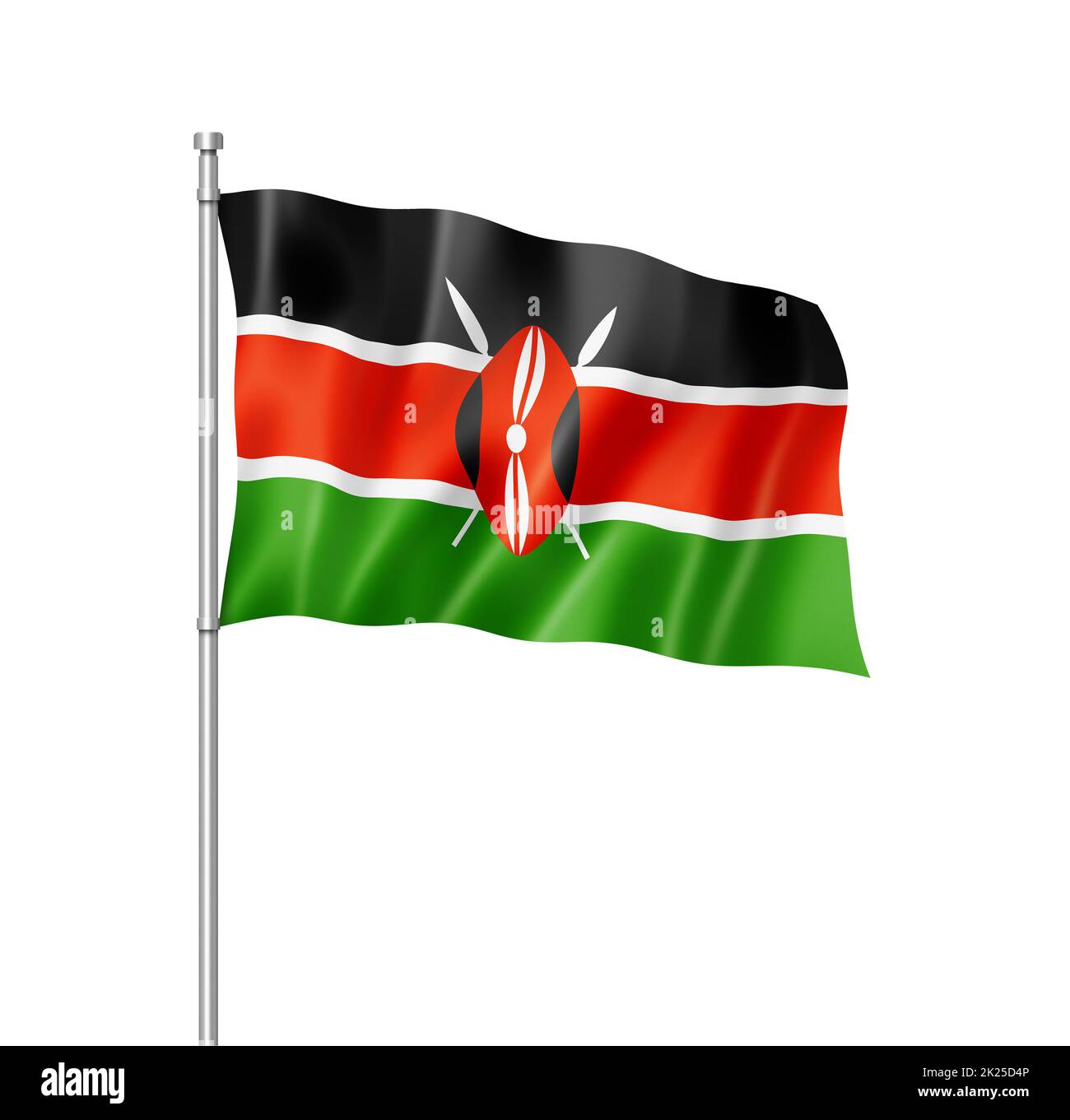Kenyan flag isolated on white Stock Photo - Alamy