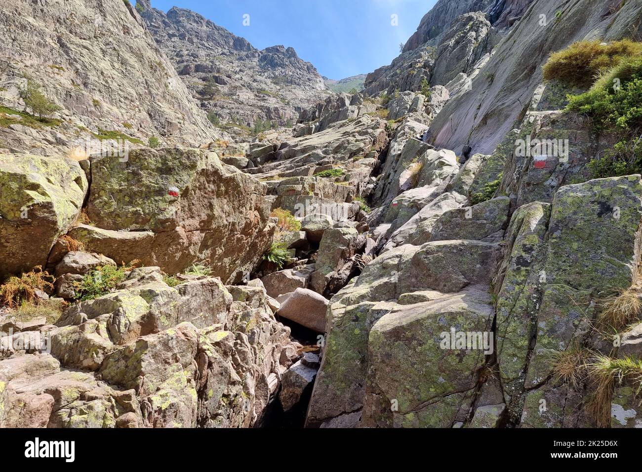 Route of the GR20 in the rocks between Carrozzu and Asco-Stagnu, GR20 ...