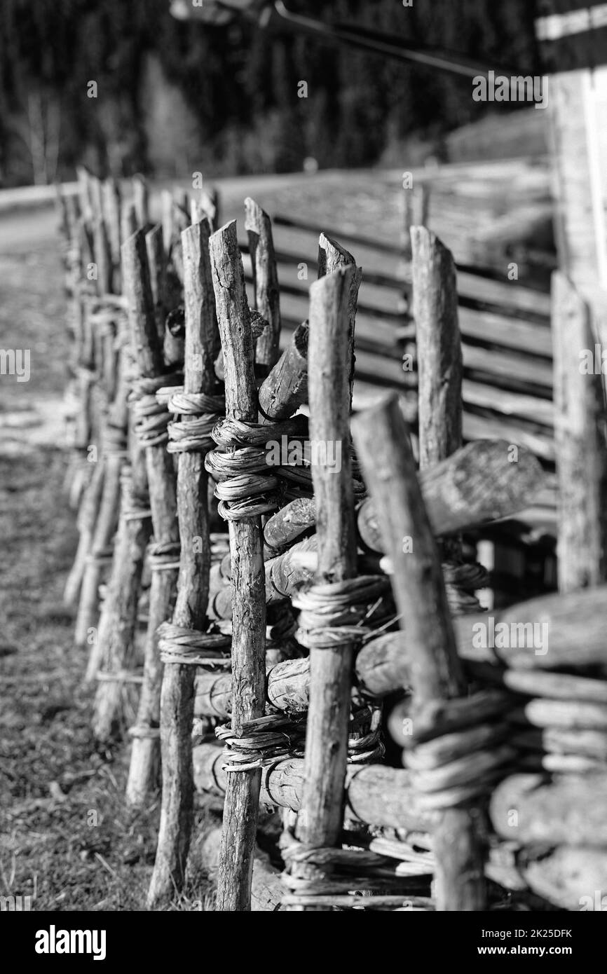 Old style wooden fence Black and White Stock Photos & Images - Alamy