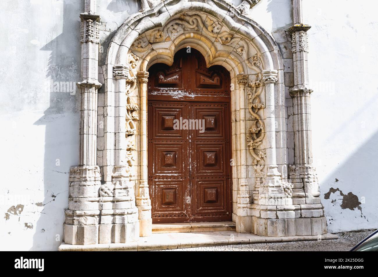 Architectural detail of the facade of Santa Maria de Marvila church in ...