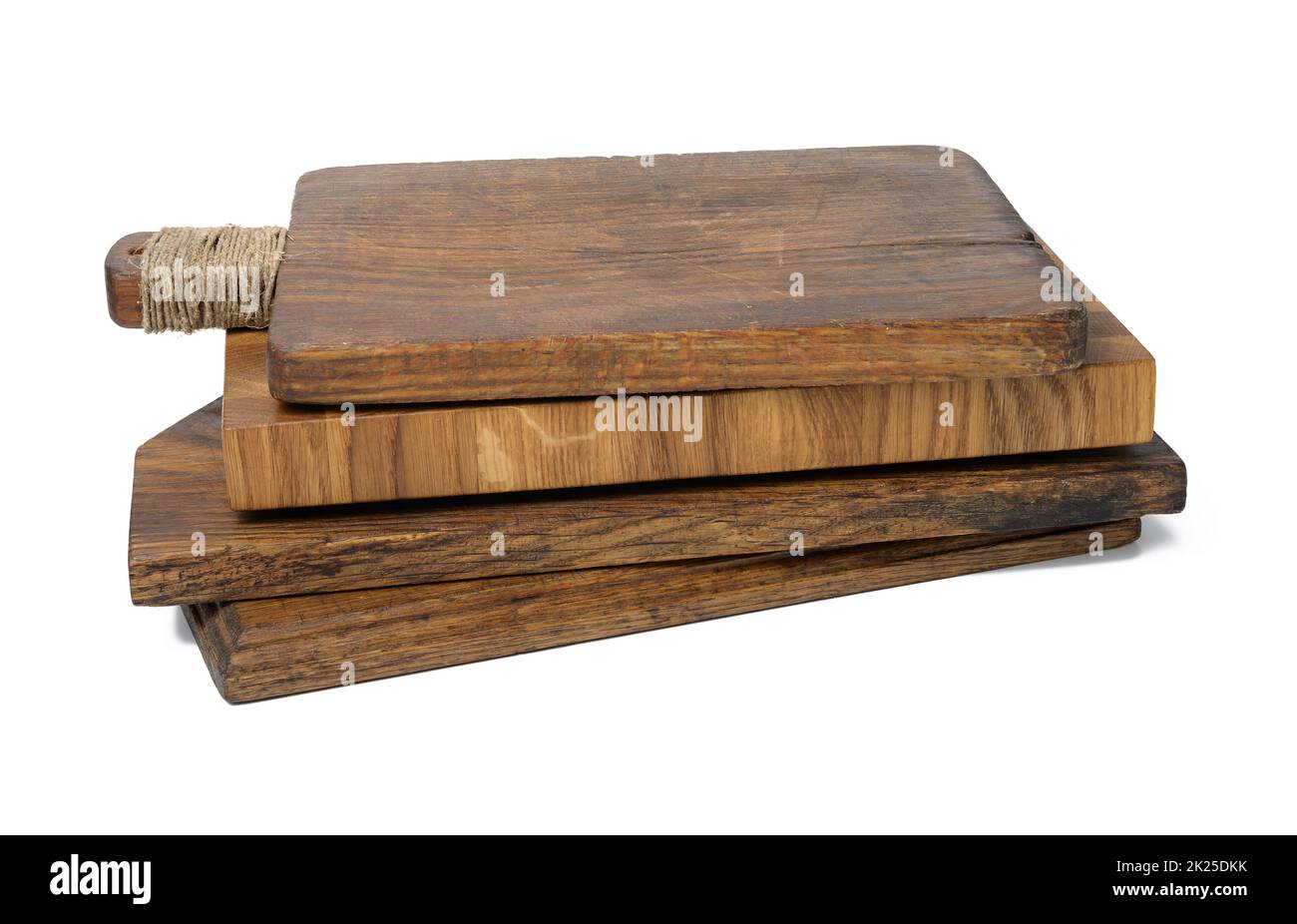 stack of empty rectangular wooden old kitchen cutting boards. White ...