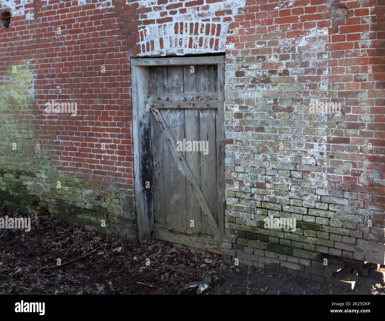 Detail of an old weathered wall with door Stock Photo - Alamy