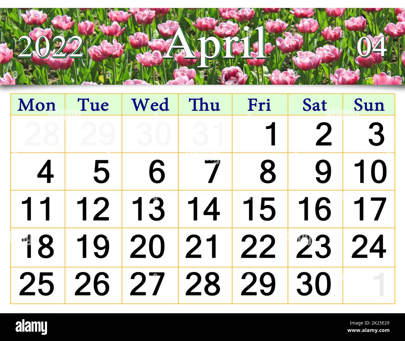 April 2022 Calendar for organizer to plan and reminder on nature ...