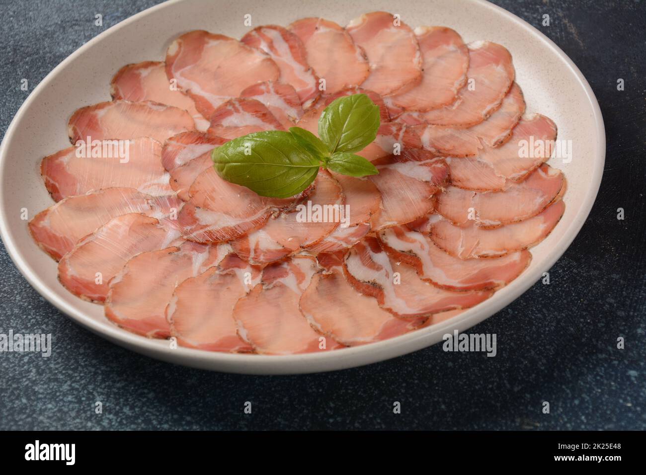 Italian cured pork shoulder. Antipasto Platter coppa stagionata and ...