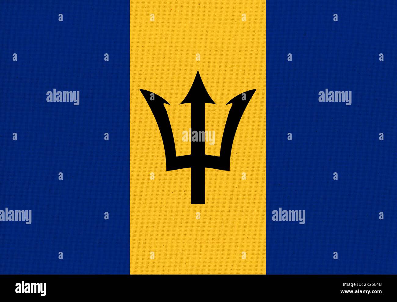 Flag of Barbados on fabric surface. Barbados national flag on textured ...