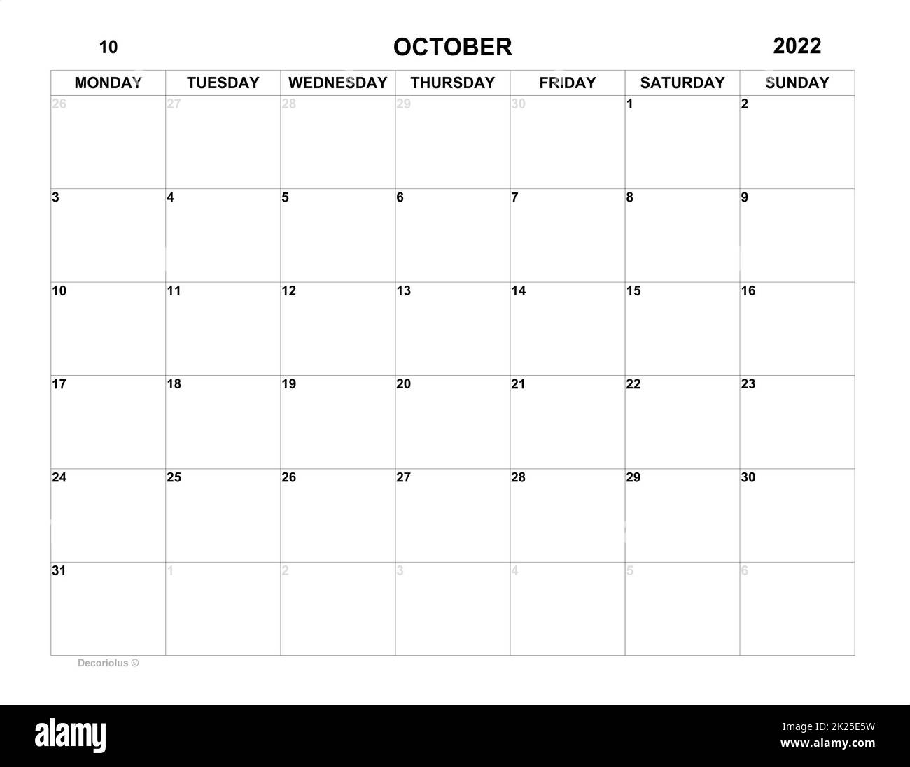 Planner for october 2022. Schedule for month. Monthly organizer for ...