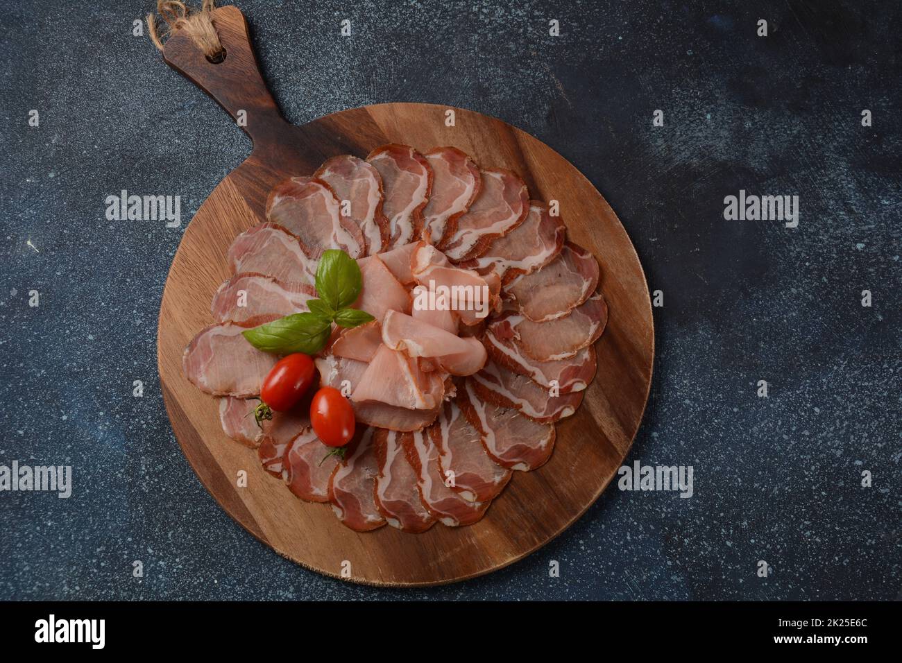Italian cured pork shoulder. Antipasto Platter coppa stagionata and ...