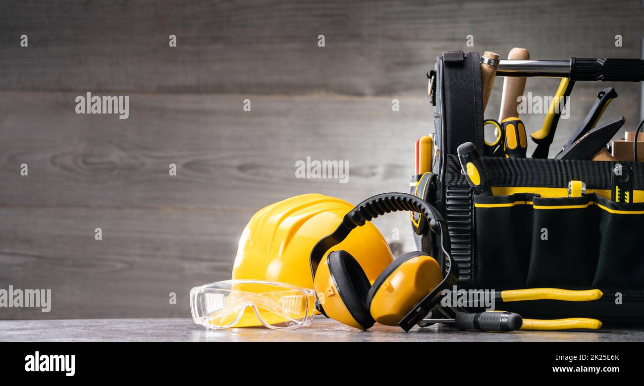 Various Manual Tools And Hardware In Toolbox Stock Photo - Alamy