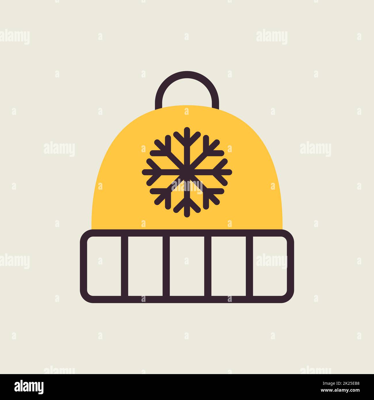 Winter hat cap with snowflake and pompom icon Stock Photo - Alamy