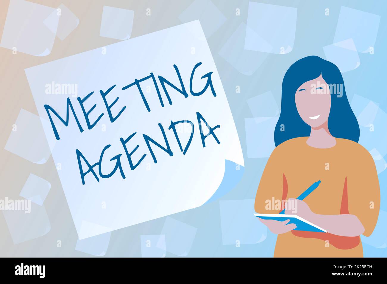 Hand writing sign Meeting Agenda. Word Written on An agenda sets clear ...