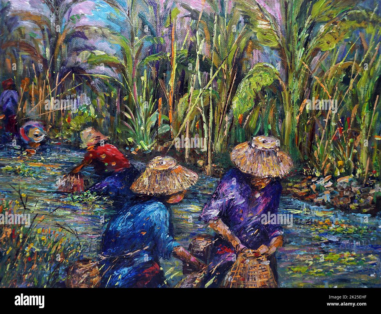 Art painting Oil color , Countryside in the provinces Thailand on ...