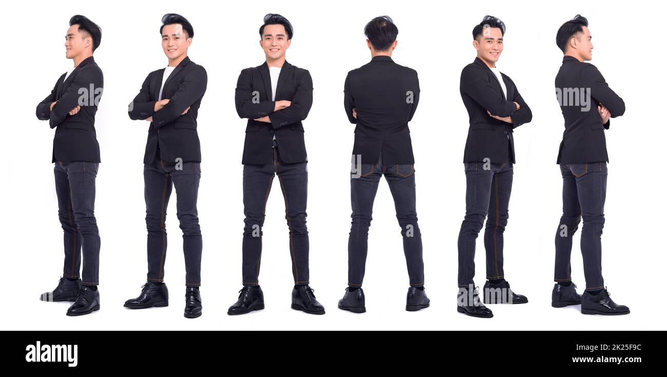 Collage of various photos of young successful business man Stock Photo ...