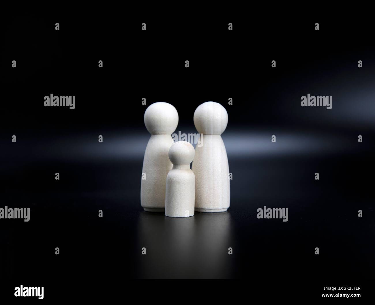 Family figure portrait of father child, isolated on black background ...