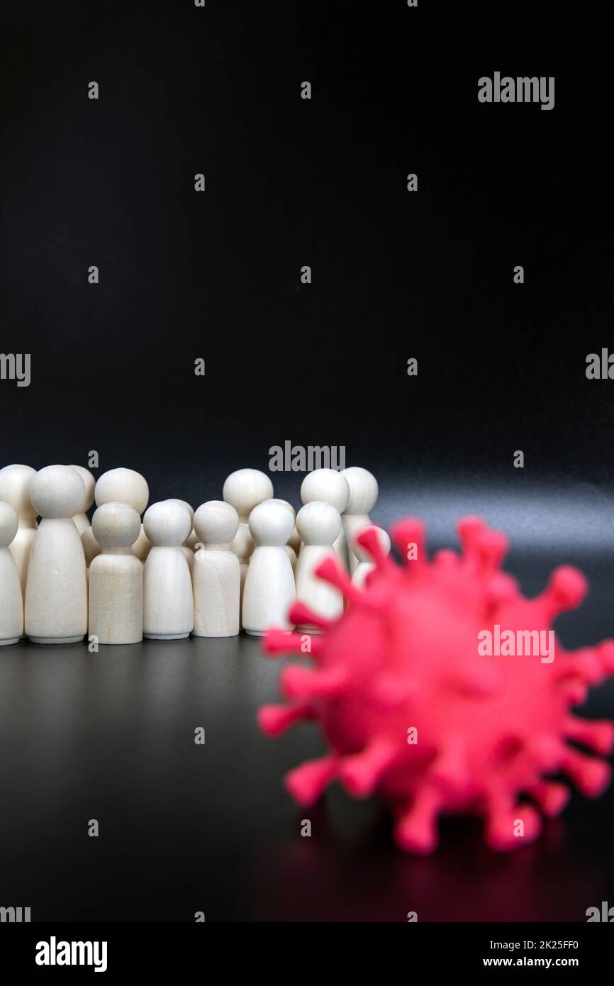 group of people standing against bacteria, virus covid-19, Social ...