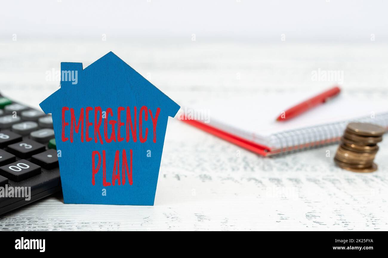 Sign displaying Emergency Plan. Business concept Procedures for ...
