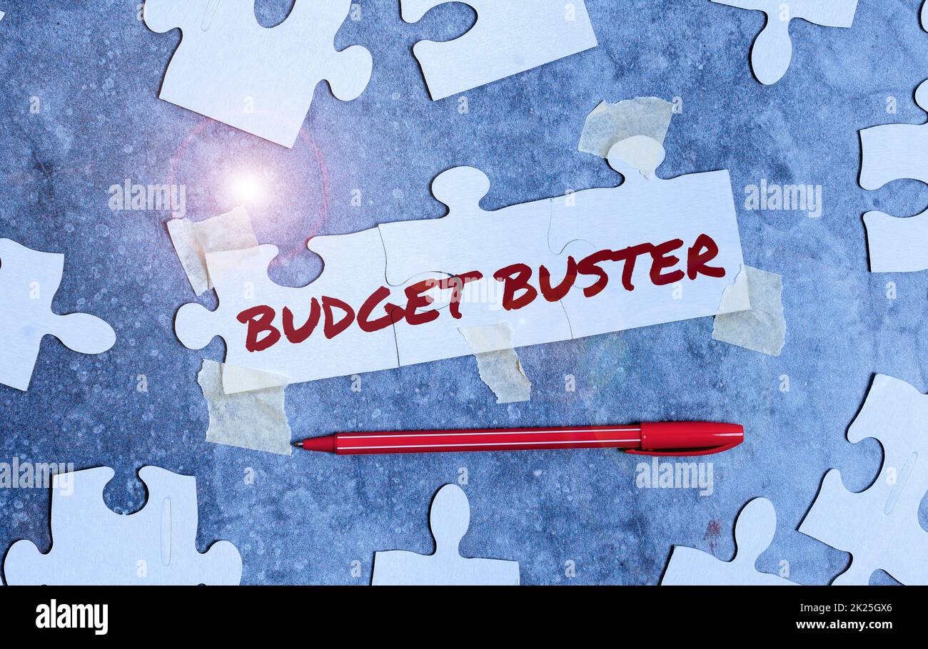Hand writing sign Budget Buster. Business overview Carefree Spending ...
