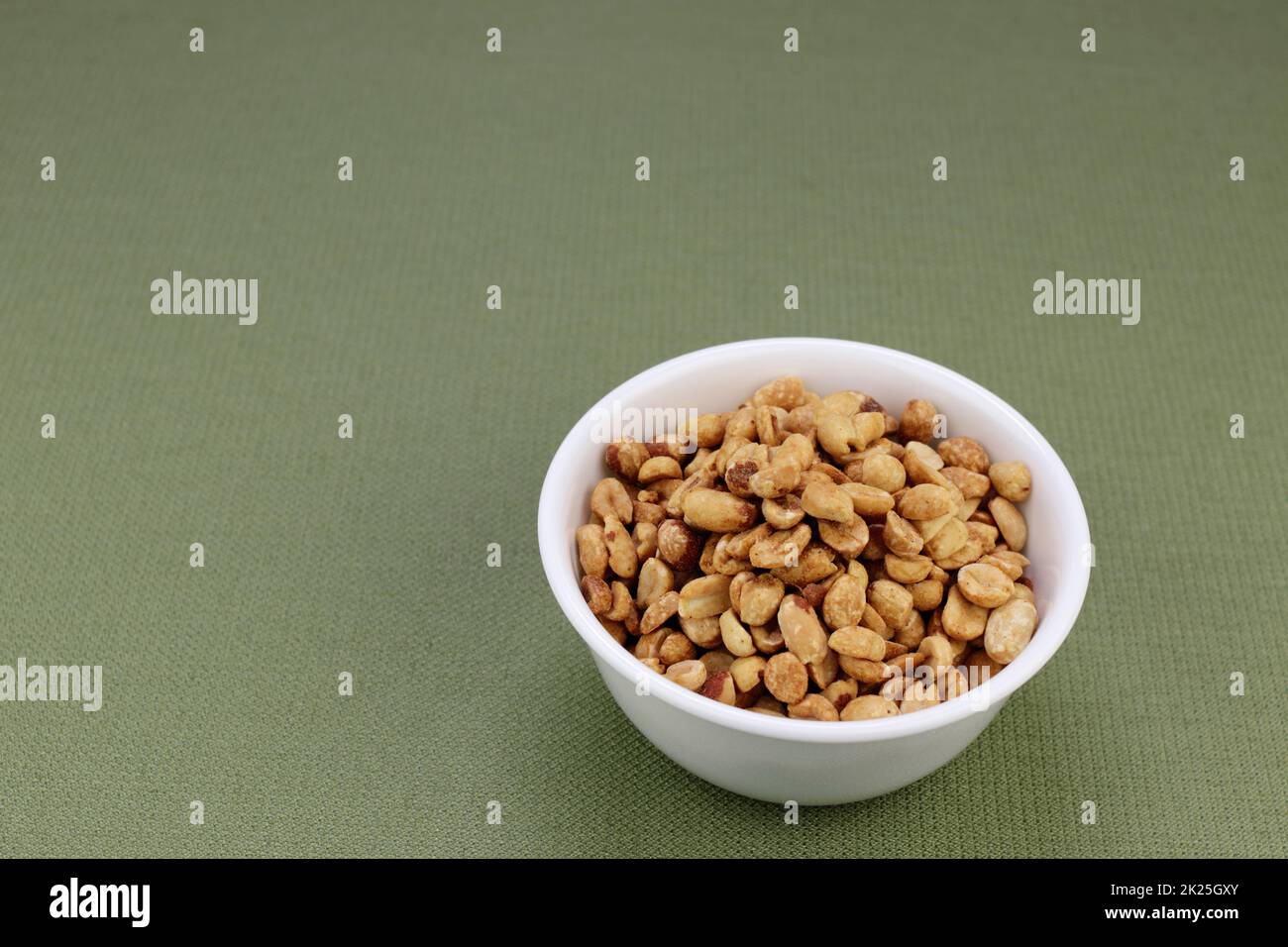 Round White Bowl Filled with Dry Roasted Salted Peanuts Snack Stock ...
