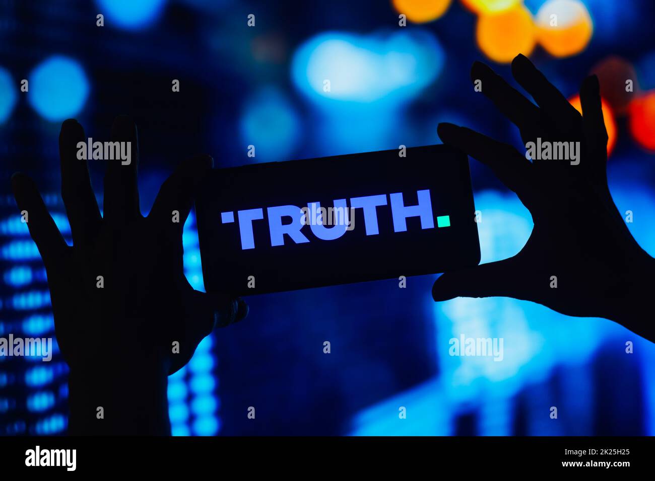 In this photo illustration, the social media platform, Truth Social ...