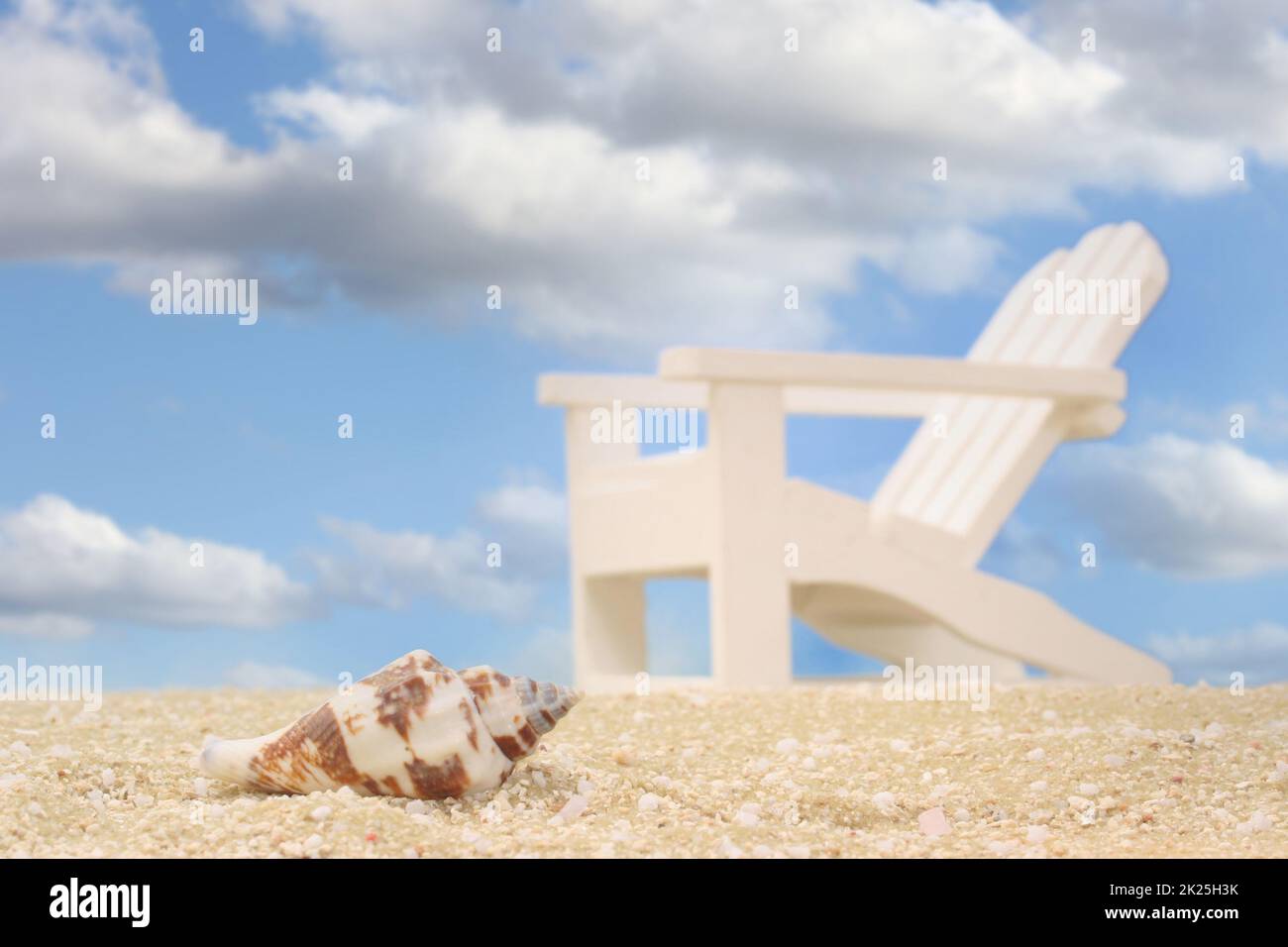 Sea Shell and Beach Chair on beach, Shallow DOF, Focus on Shell Stock ...