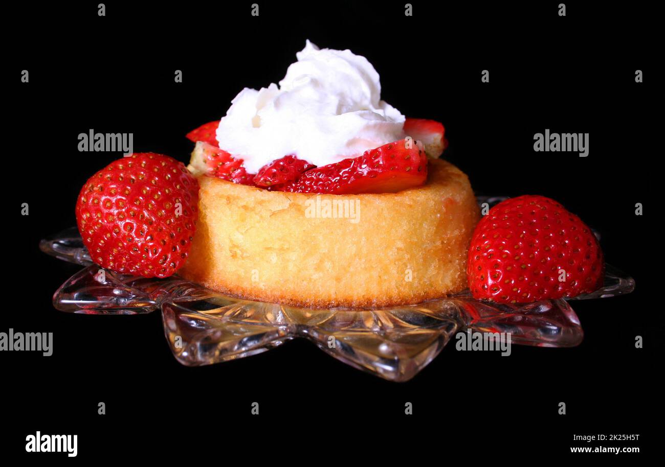 Strawberry Shortcake dessert isolated on black background Stock Photo ...