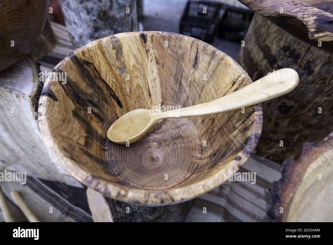 Handmade wooden spoon Stock Photo - Alamy