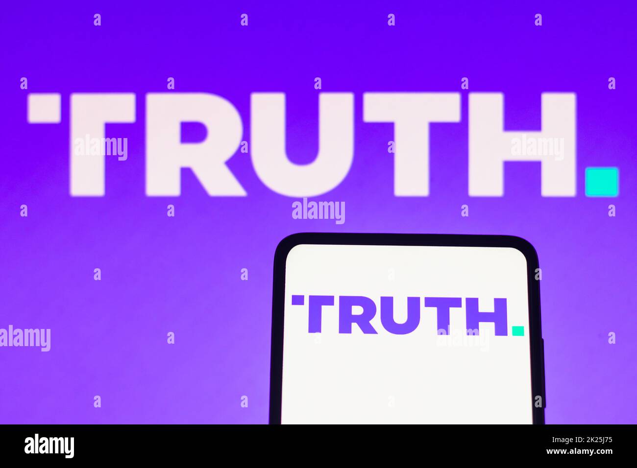 In this photo illustration, the social media platform, Truth Social ...