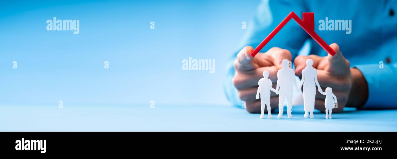 Family Insurance Protection And Roof Stock Photo - Alamy