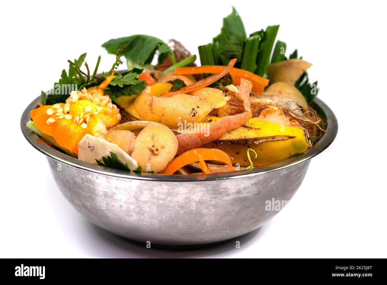 Organic waste, kitchen waste for composting against a white background ...