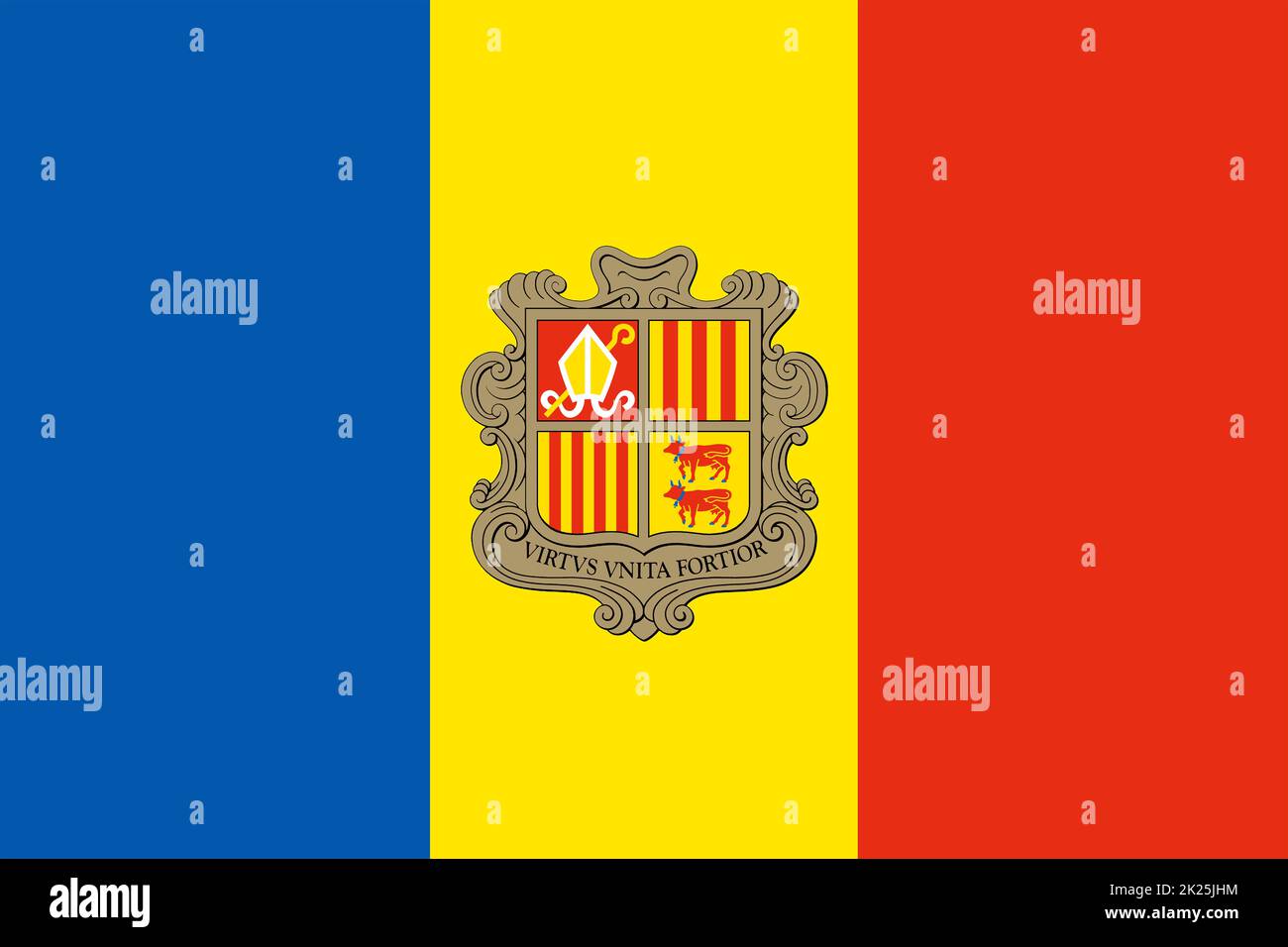 Andorra flag background illustration blue yellow red Stock Photo - Alamy