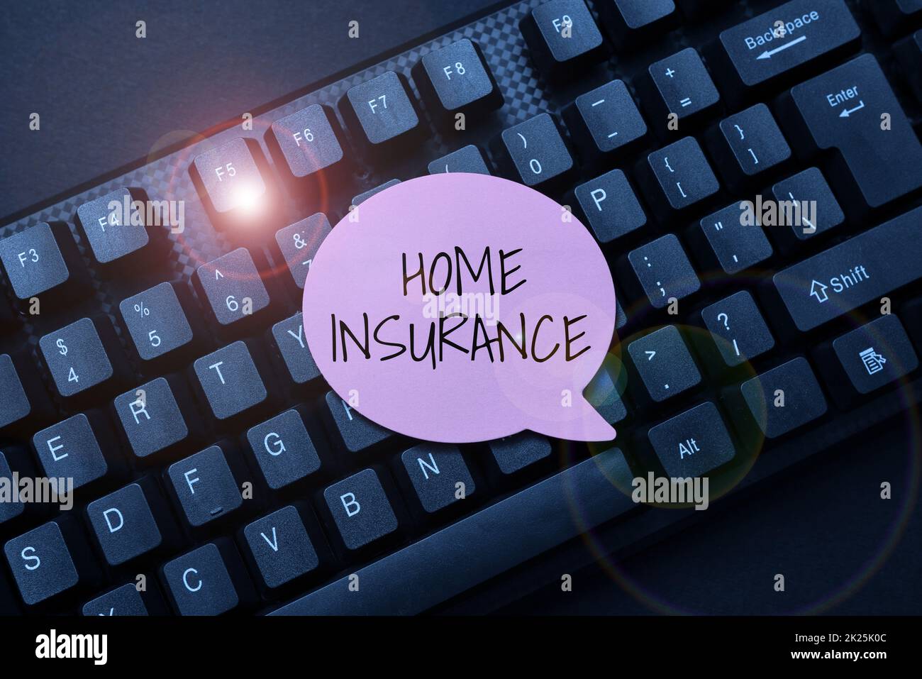 Text sign showing Home Insurance. Business overview Covers looses and ...