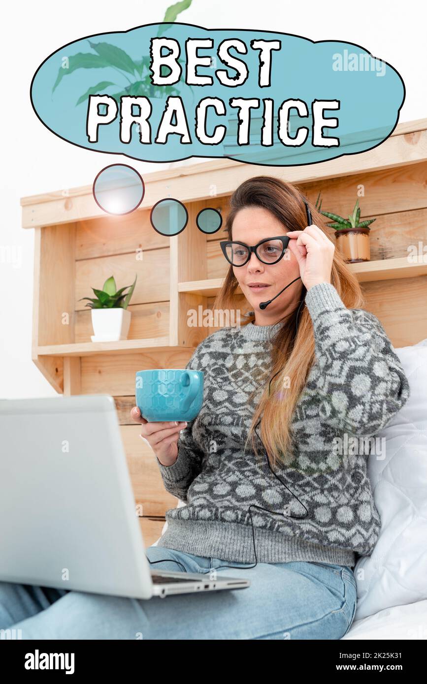 Inspiration showing sign Best Practice. Word Written on Method ...